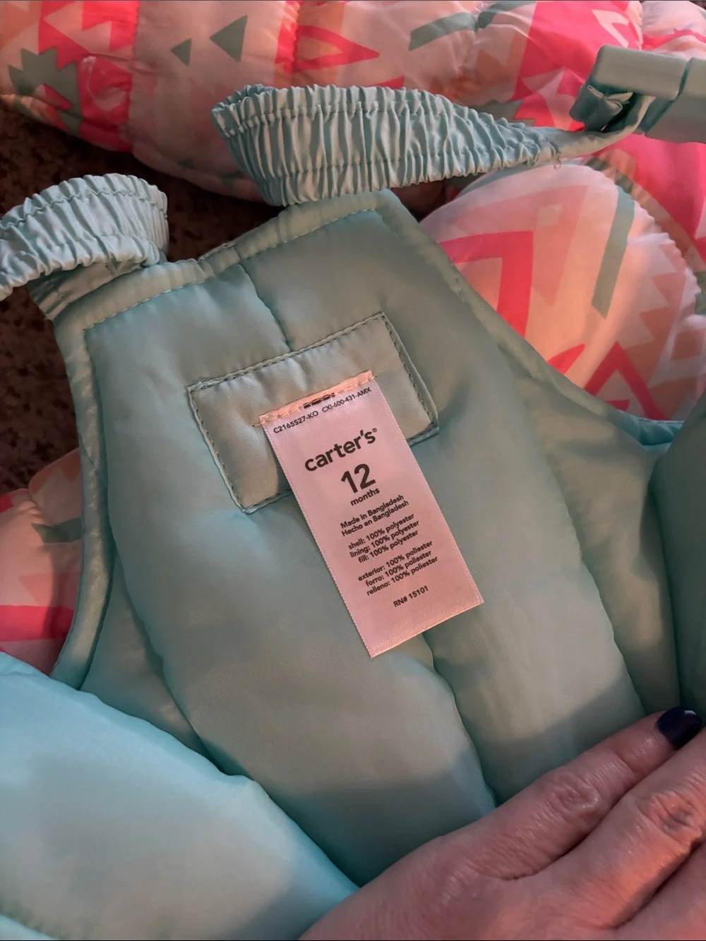 Carter's | Jackets & Coats | Carters Pink And Aqua Aztec Puffer Jacket ...